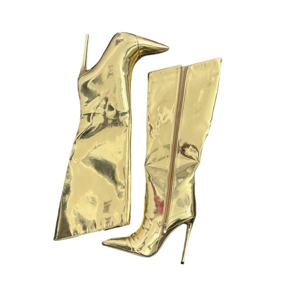 Shoes | Gold Metallic Knee High Boots | Poshmark